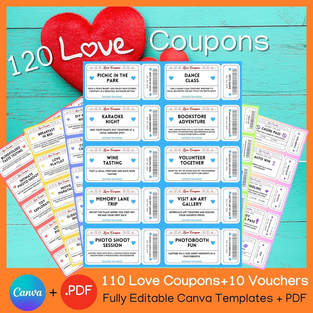 Printable Love Coupon Couples Activity Date Night Coupon Love Voucher ...