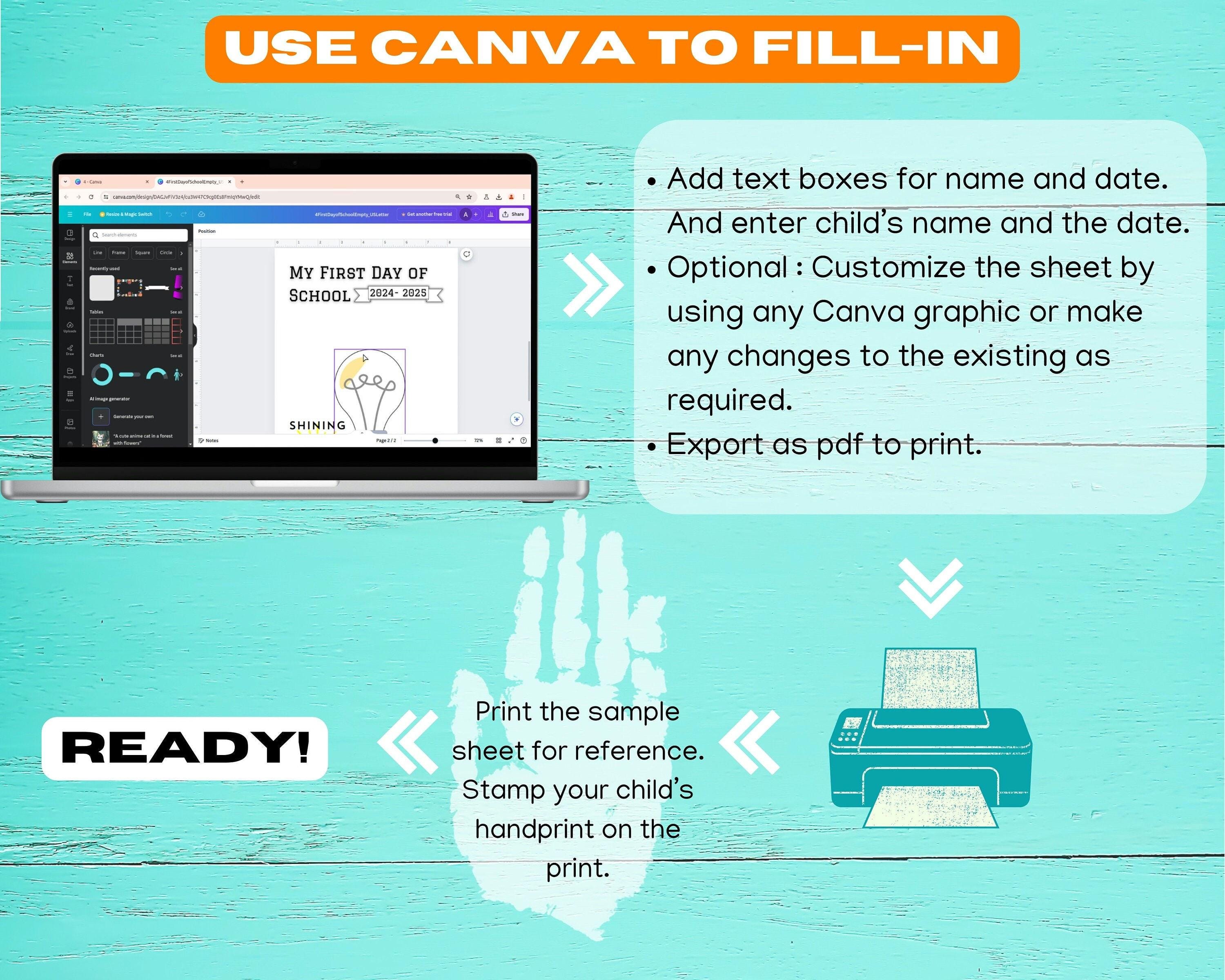 First Day of School Handprint Keepsake Back to School Craft Light Bulb ...