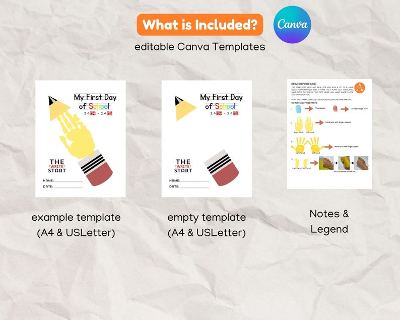 First day of school handprint keepsake back to school craft pencil ...