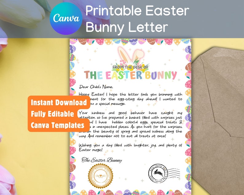 Printable Easter Bunny Letter, Letter From Easter Bunny, From the Desk ...