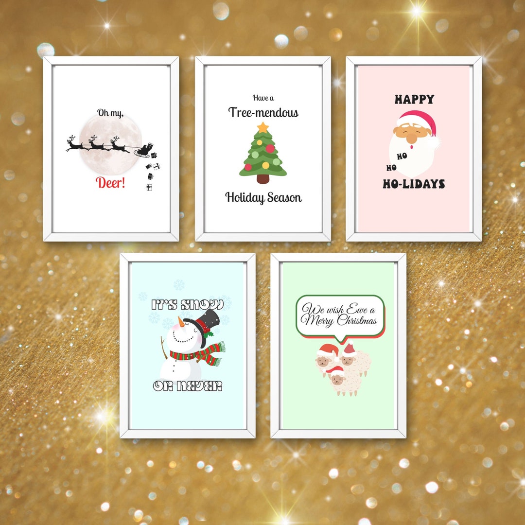 Cute Funny Christmas Wall Art Card Holidays Wall Decor - Etsy