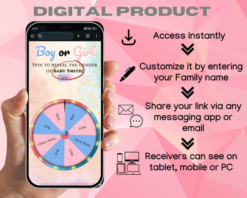 It is a GIRL Online Gender Reveal Spin the Wheel | Interactive Gender ...