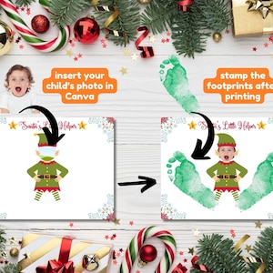 Printable Elf Footprint Craft Christmas Footprint Activity Baby's First ...