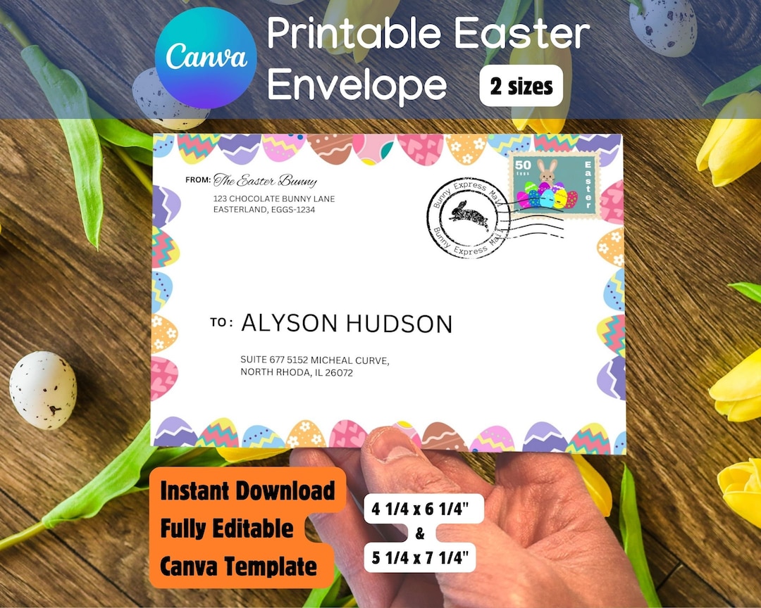 DIY Easter Bunny Envelope Template, Printable Letter From the Bunny ...
