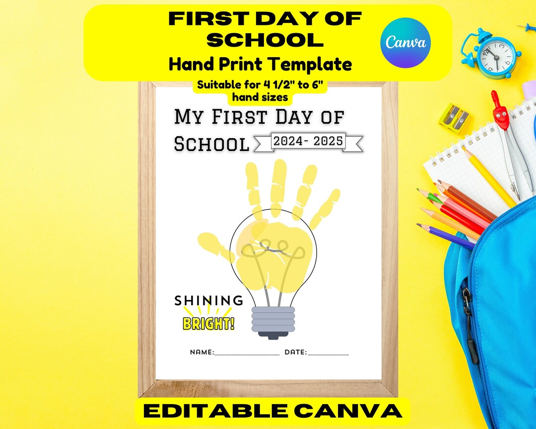 First Day of School Handprint Keepsake | Back to School Craft | Light ...