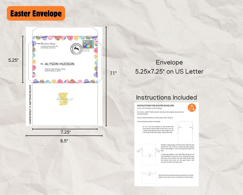 DIY Easter Bunny Envelope Template - Editable & Printable, Letter From ...