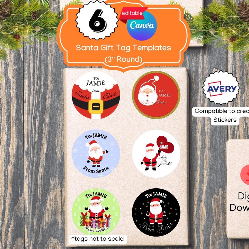 Santa Labels - Etsy
