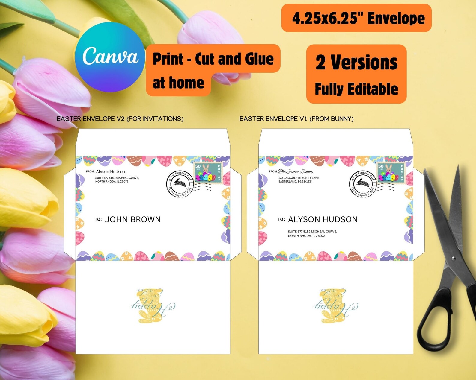 DIY Easter Bunny Envelope Template - Editable & Printable, Letter From ...