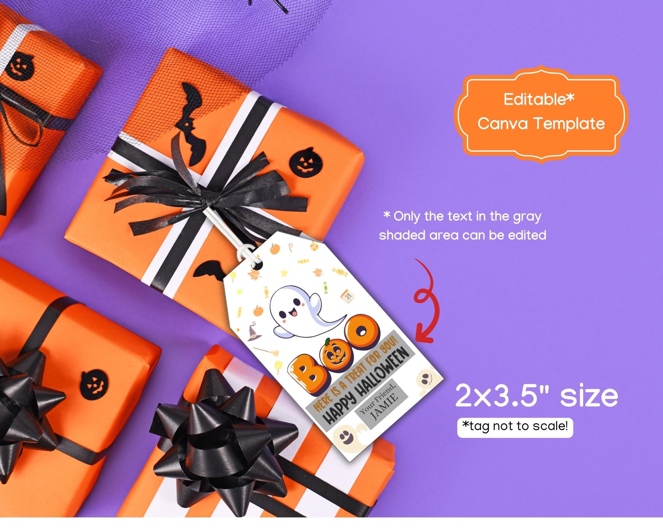 Editable Halloween Favor Tag | Boo Gift Label | Costume Party | Trick ...