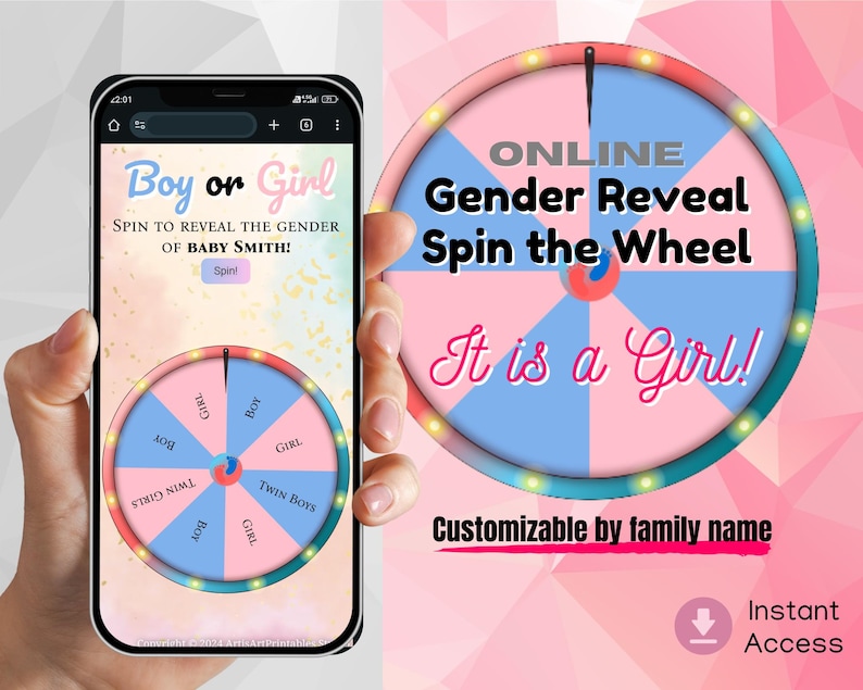 It is a GIRL Online Gender Reveal Spin the Wheel | Interactive Gender ...