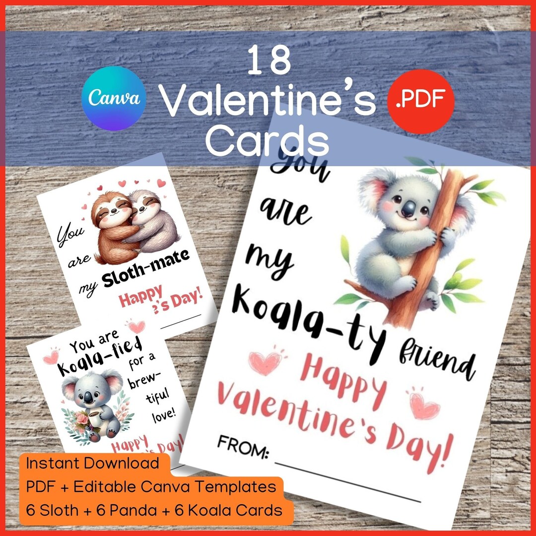 Kids Valentines Day Card Printable Classroom Valentine Card Panda ...