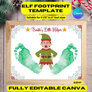 Printable Elf Footprint Craft Christmas Footprint Activity Baby's First ...