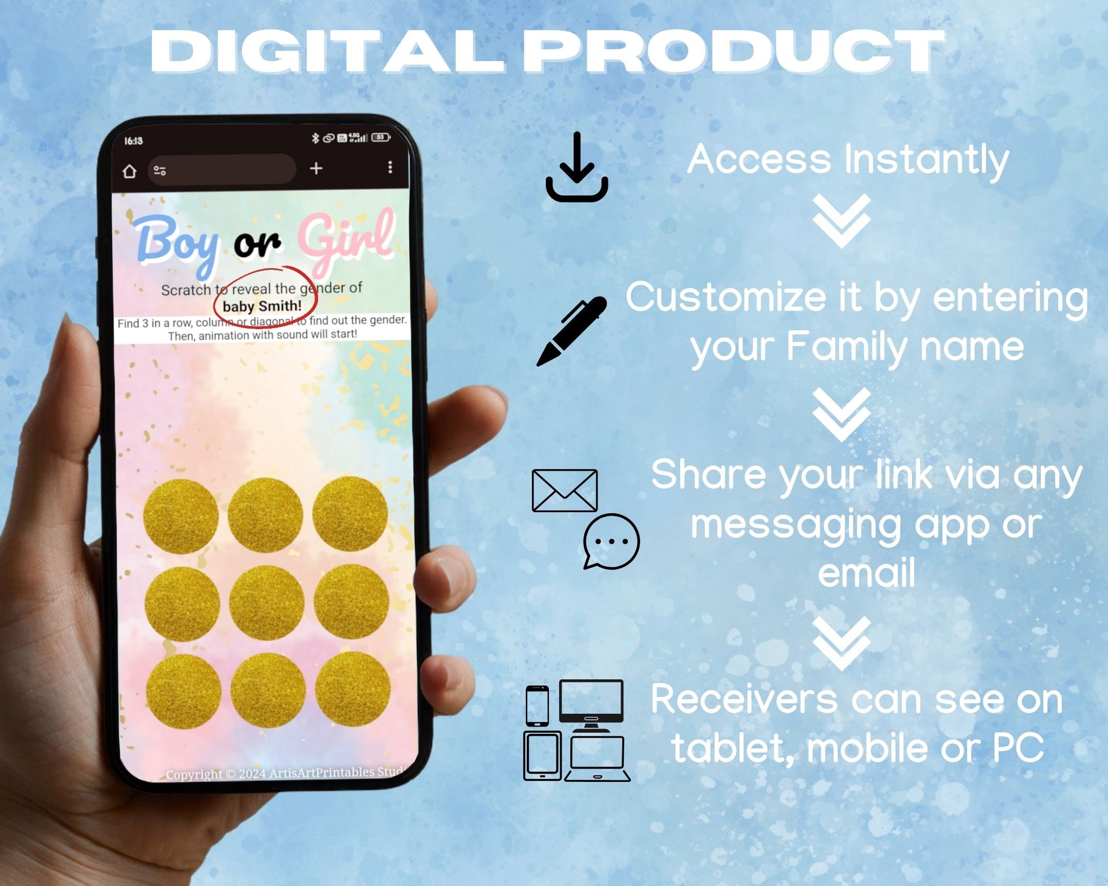 It is a BOY Online Gender Reveal Scratch off Card Interactive Gender ...