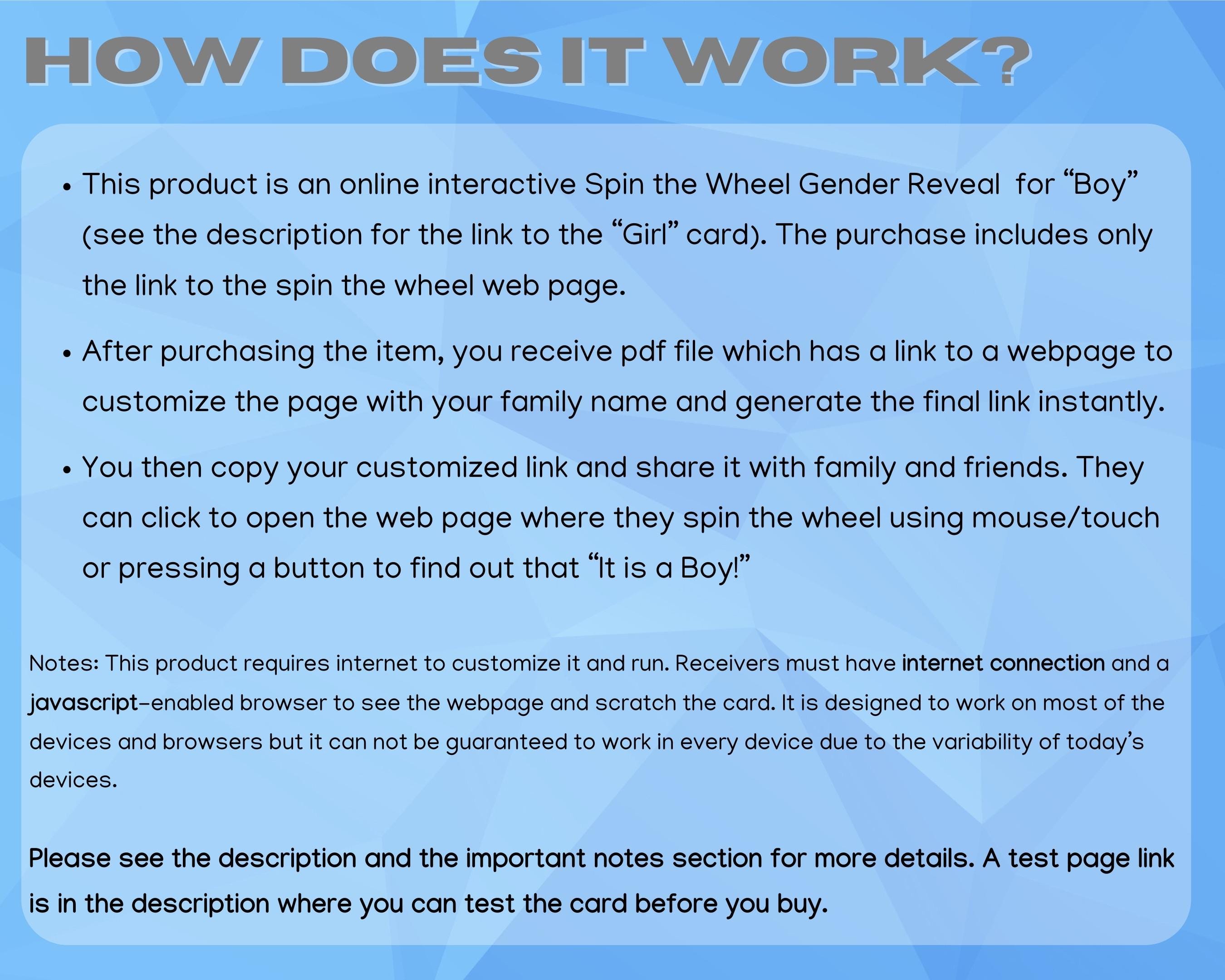 It is a BOY Online Gender Reveal Spin the Wheel Interactive Gender ...