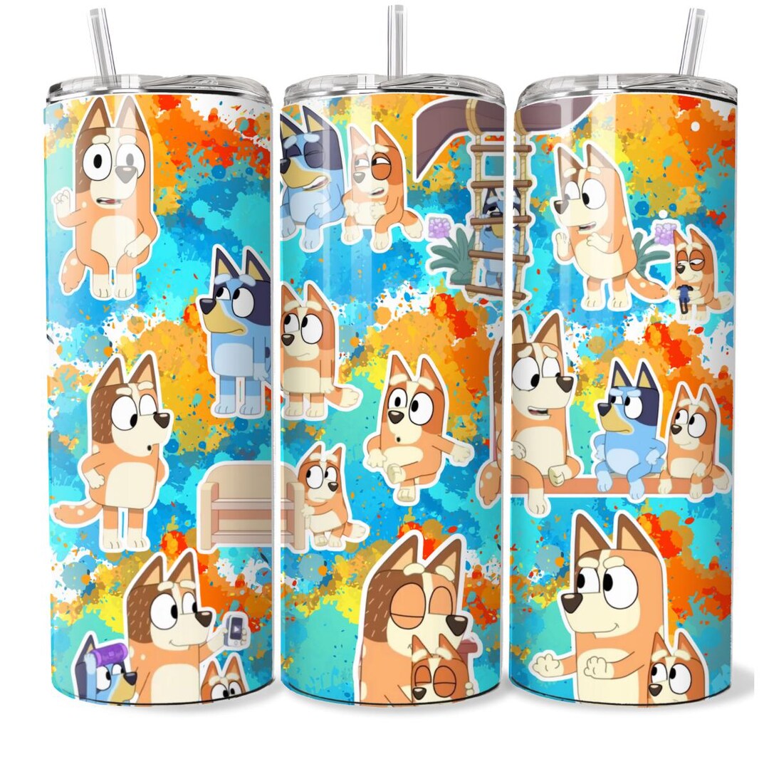 Bluey 20 Oz Tumbler Wrap, Sublimation Tumbler Wrap, Png Design, Bluey ...