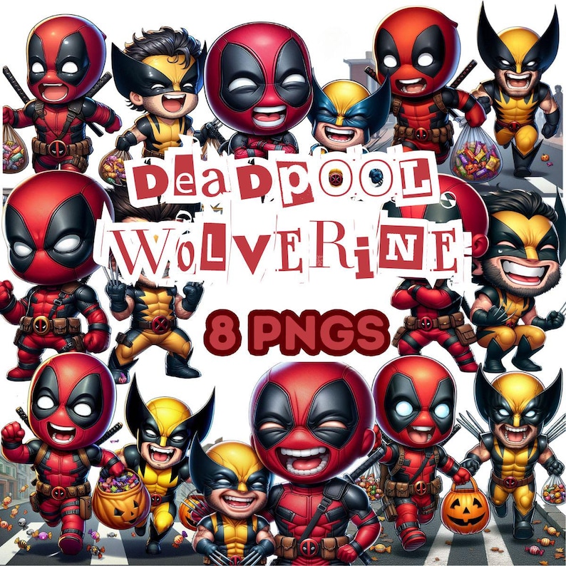 Chibi Deadpool Wolverine Clipart, 8 PNG Downloads, High Resolution ...