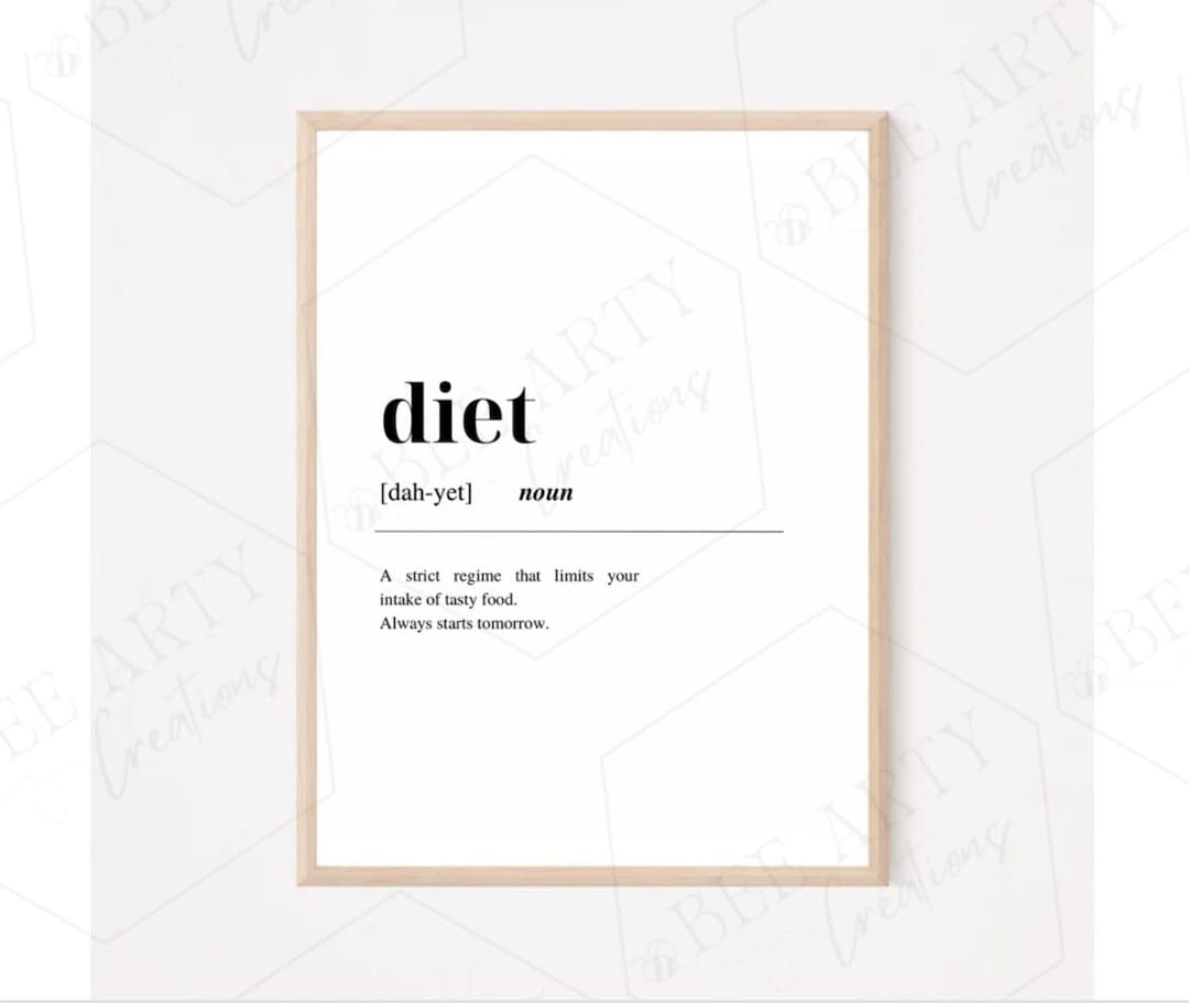 Diet Definition Print Kitchen Print Dictionary Print Wall Art Digital ...