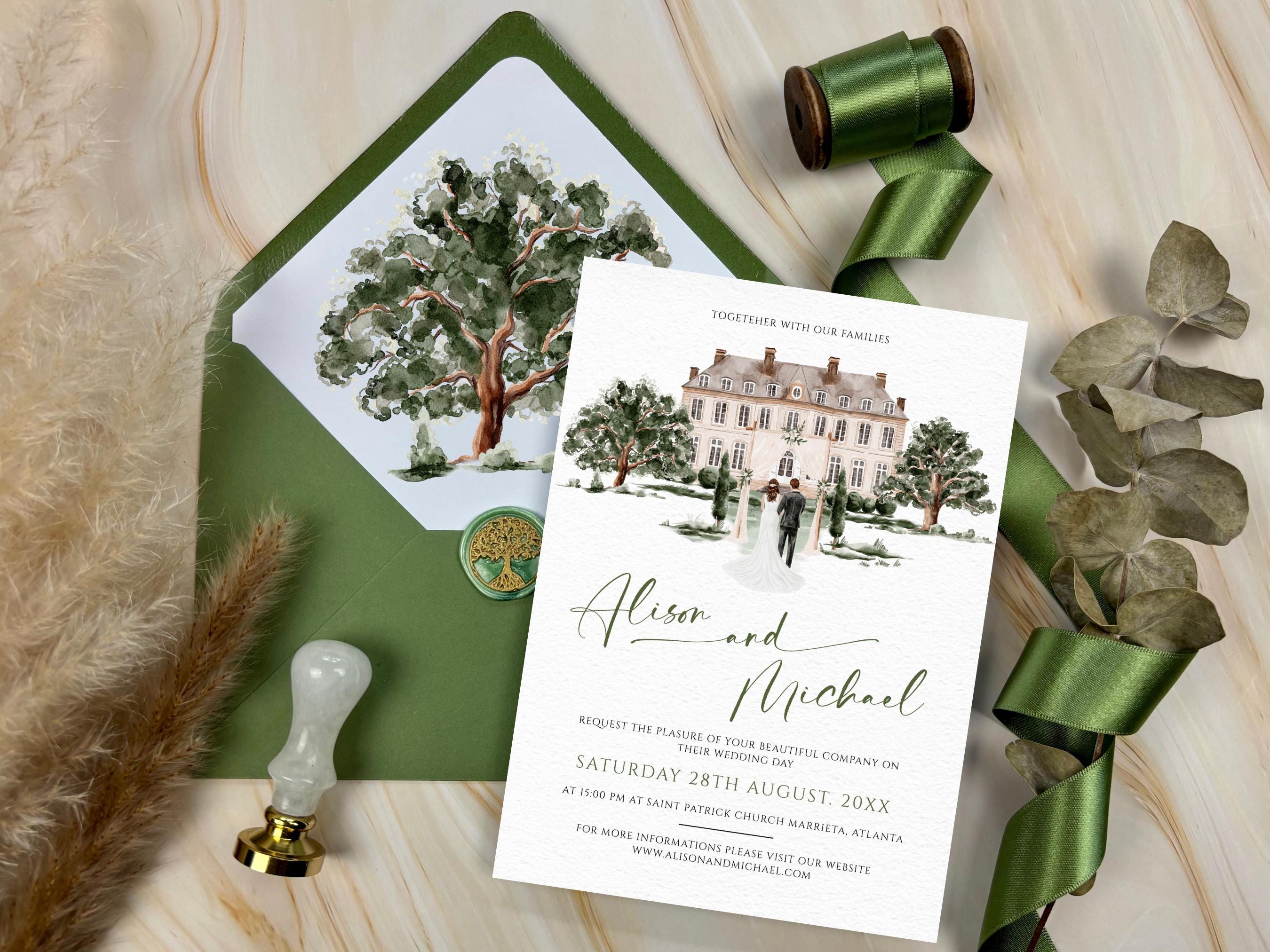 Watercolor Venue Wedding Invitation: Printable Template (instant ...