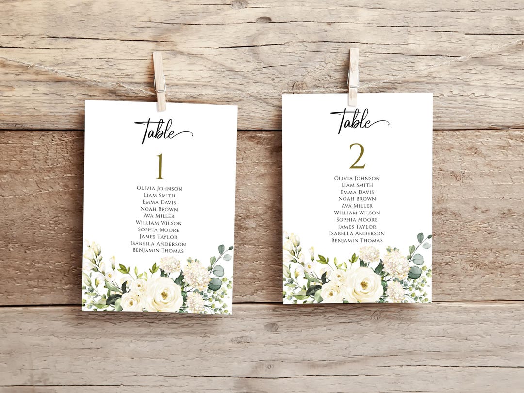 Wedding Seating Chart Card Template, Editable & Printable Greenery and ...