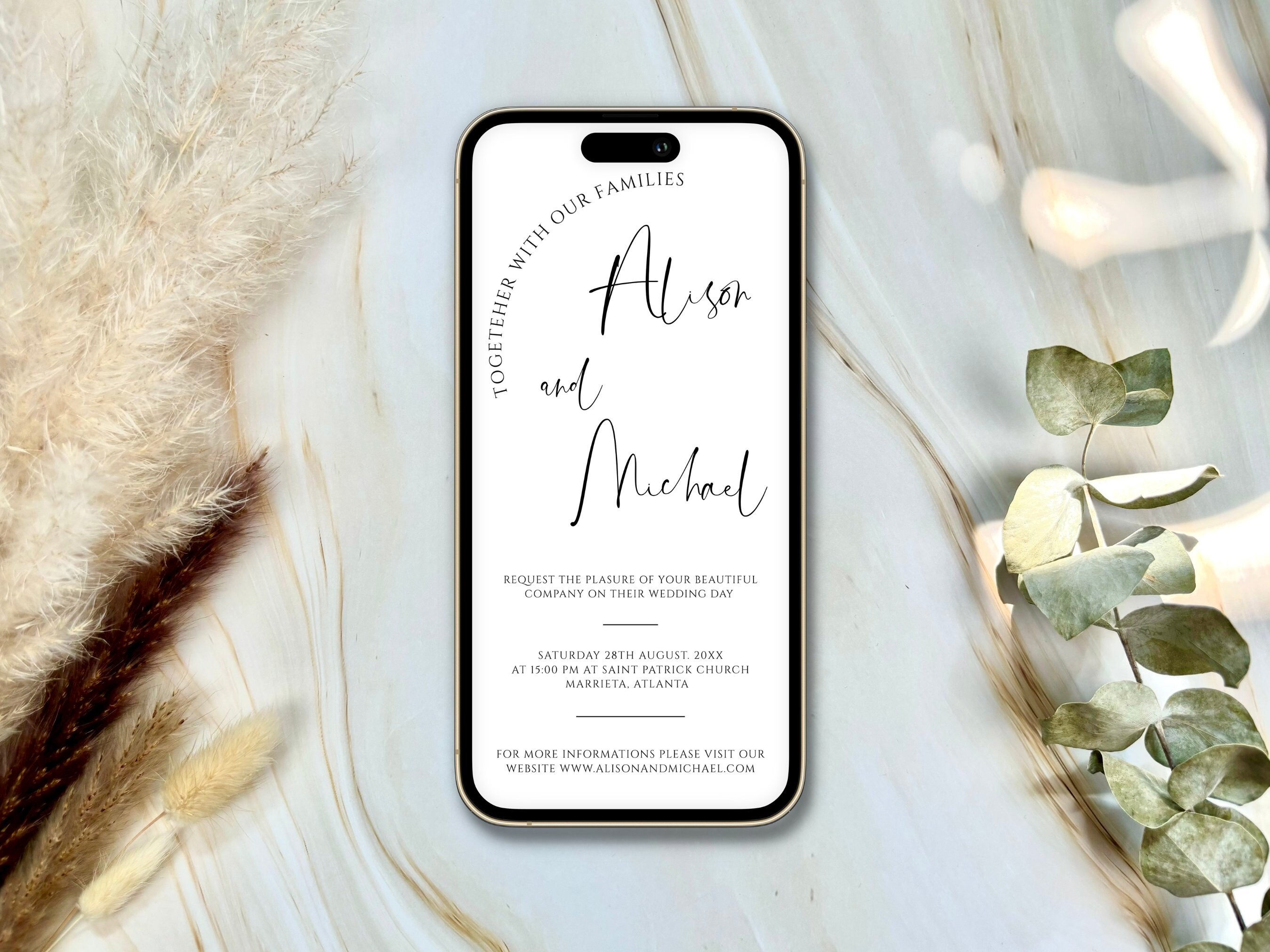 Minimalist Electronic Wedding Invitation, Wedding Digital Invite ...