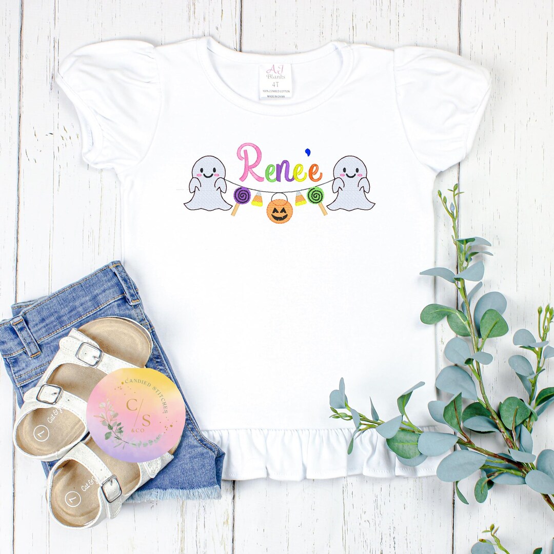 Personalized Baby Ghost Chain Tee | Ghosts With Candy Banner Tee | Kids ...