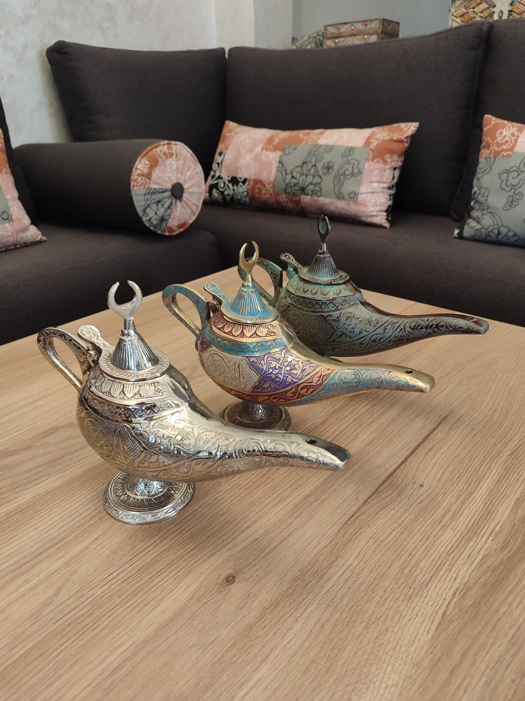 Moroccan Aladdin Genie Lamps – Brass Decorative Oil Lamps - Etsy UK