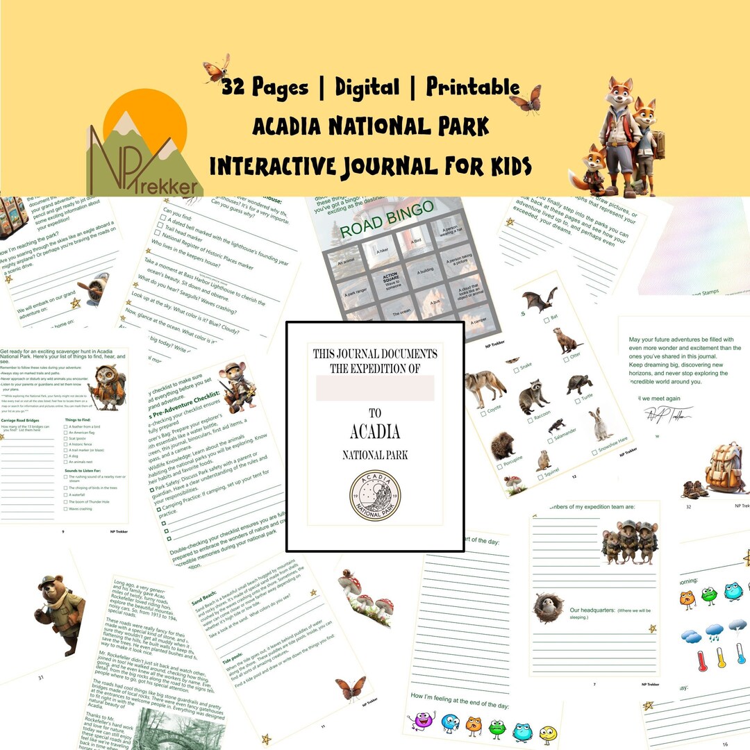Interactive Acadia National Park Adventure Journal for Kids Digital ...