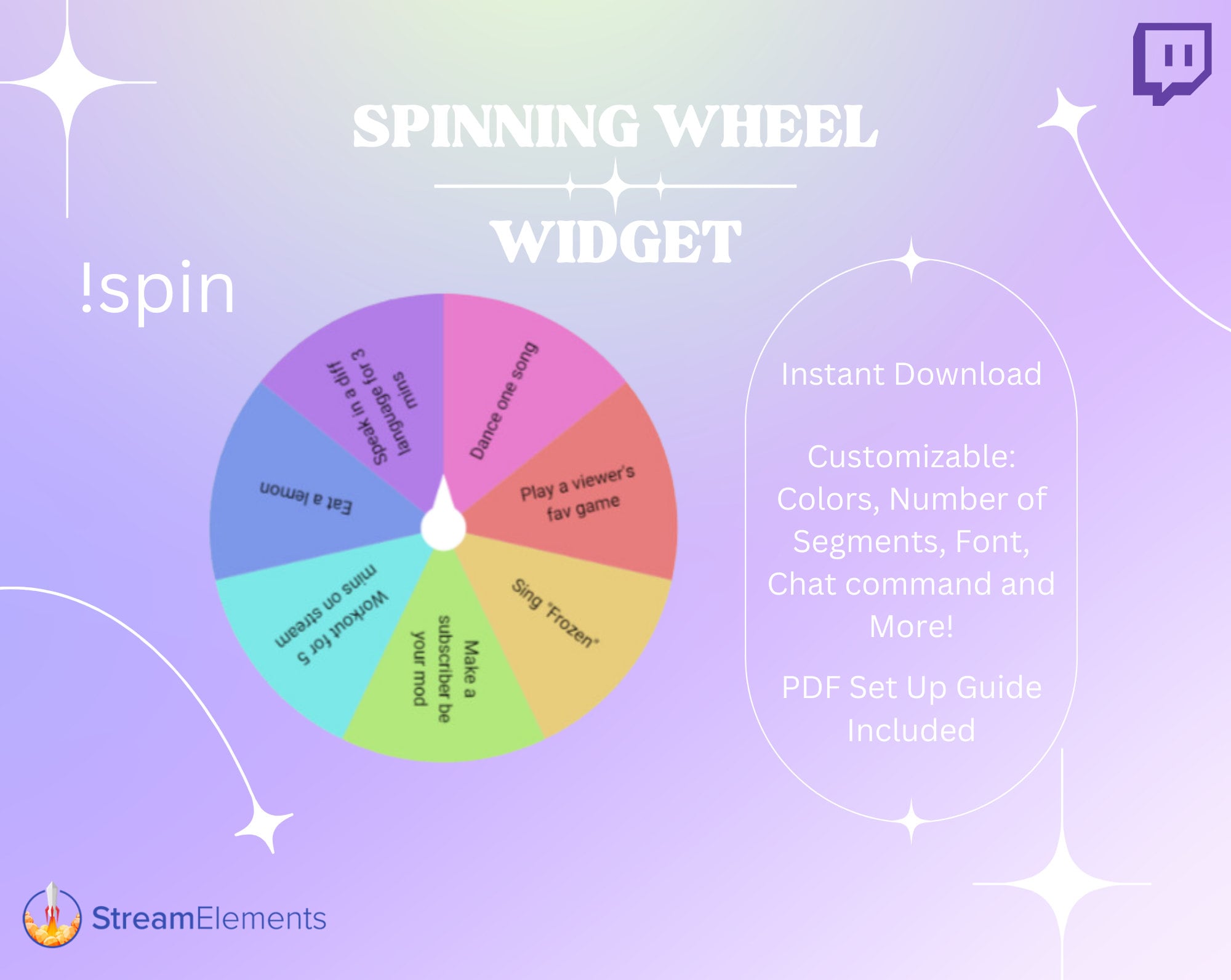 Spin The Wheel Widget Twitch Widget Custom Widget Chat Widget Etsy 