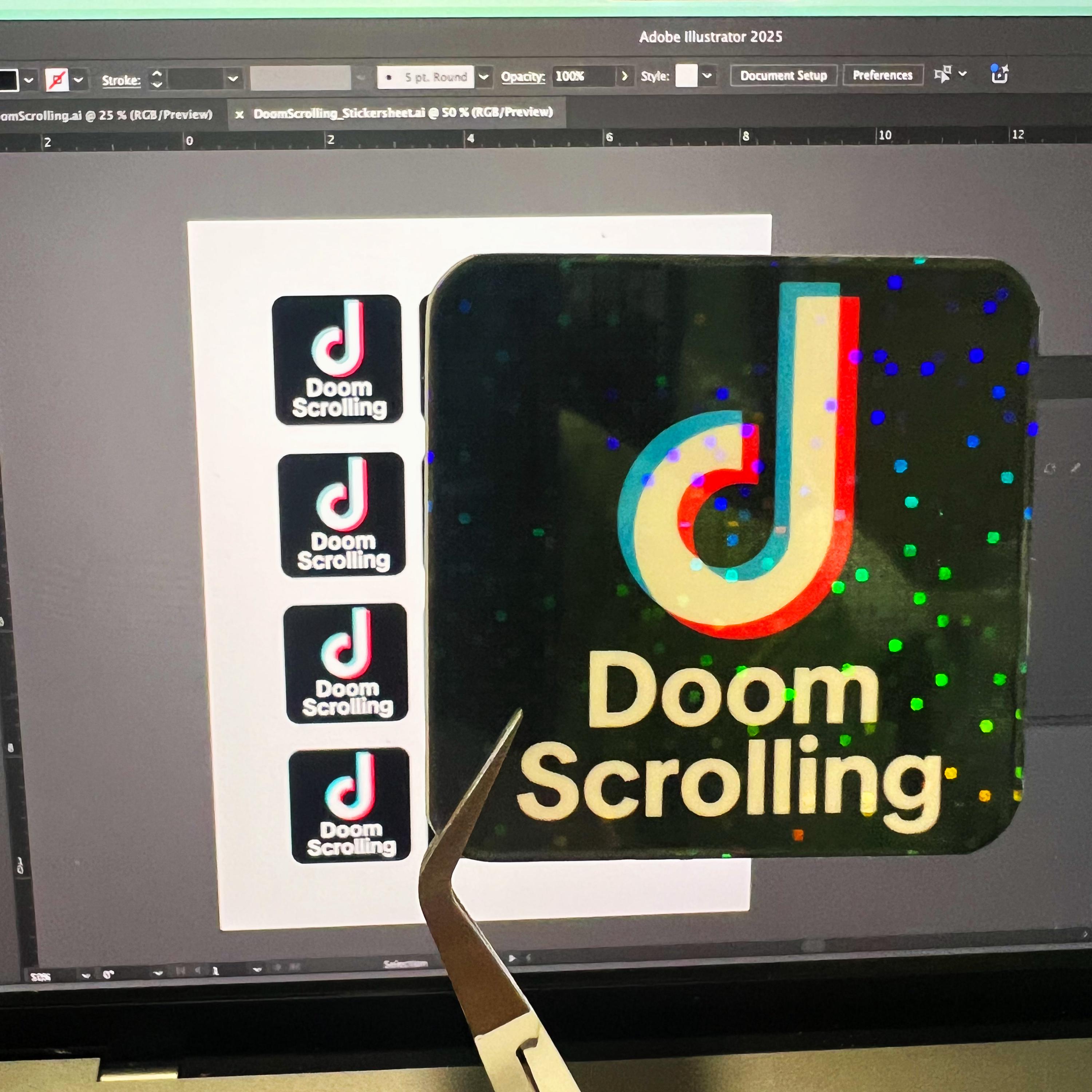 Doom Scrolling Holographic Sticker: Funny Social Media Parody - Etsy