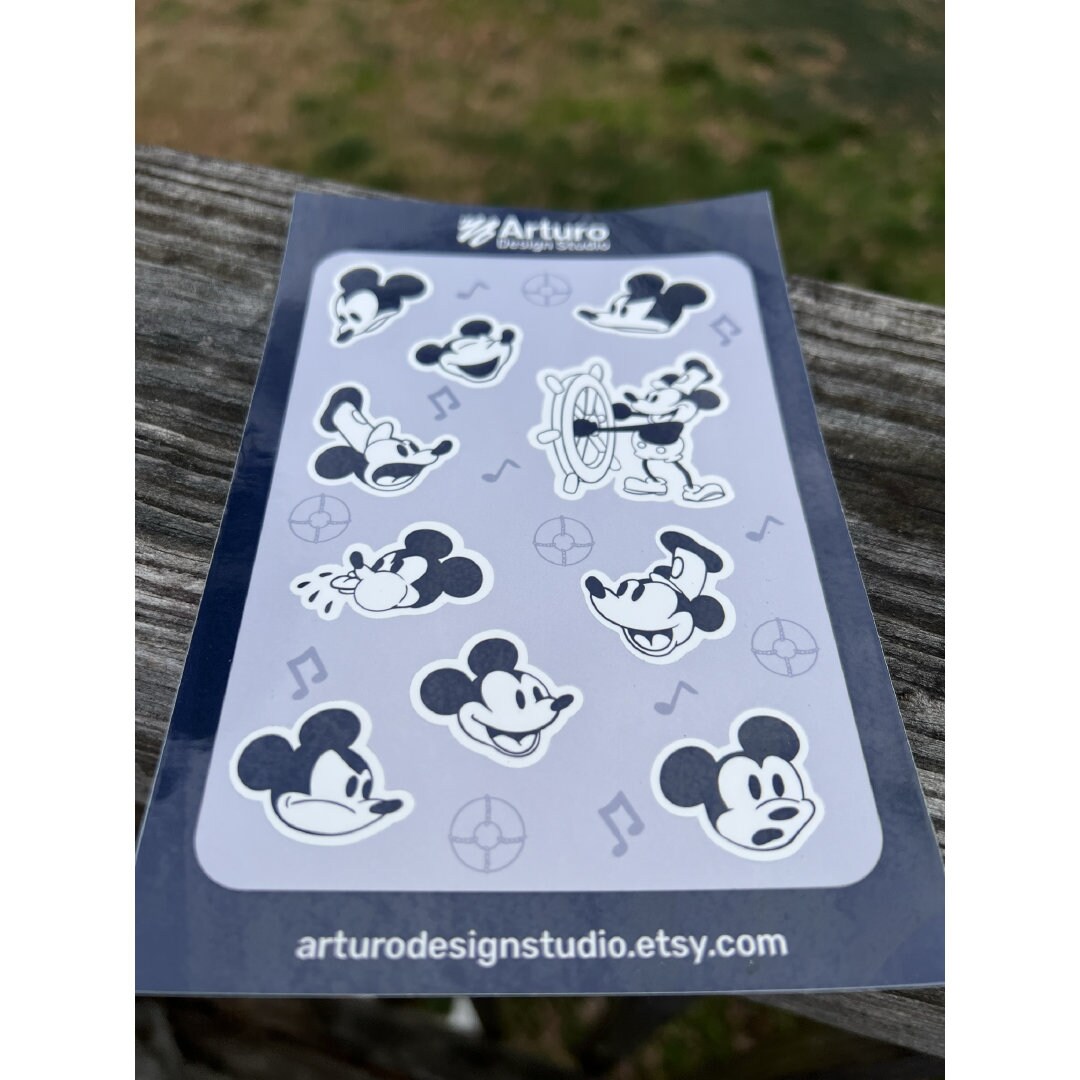 Steamboat Willie Sticker Sheet: Retro Mouse Glossy Vinyl Stickers - Etsy