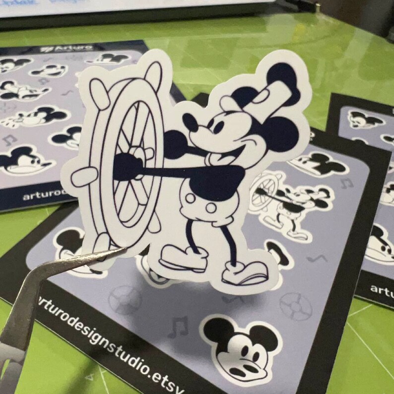 Steamboat Willie Sticker Sheet: Retro Mouse Glossy Vinyl Stickers - Etsy