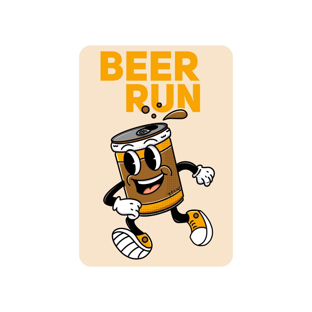 Vintage Beer Run Sticker | Quirky Beer Run | Fun Beer Can | Beer Run ...