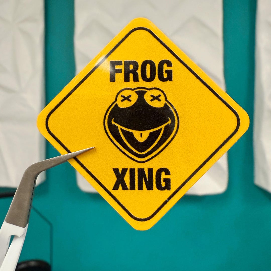 Funny Frog Xing Sticker | Crossing Sign Sticker | Frog Crossing | Frog ...