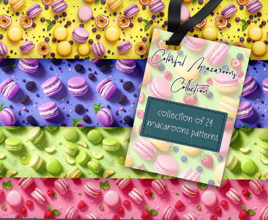 Macarons Seamless Patterns | Berries and Fruits Pattern | Sweet ...