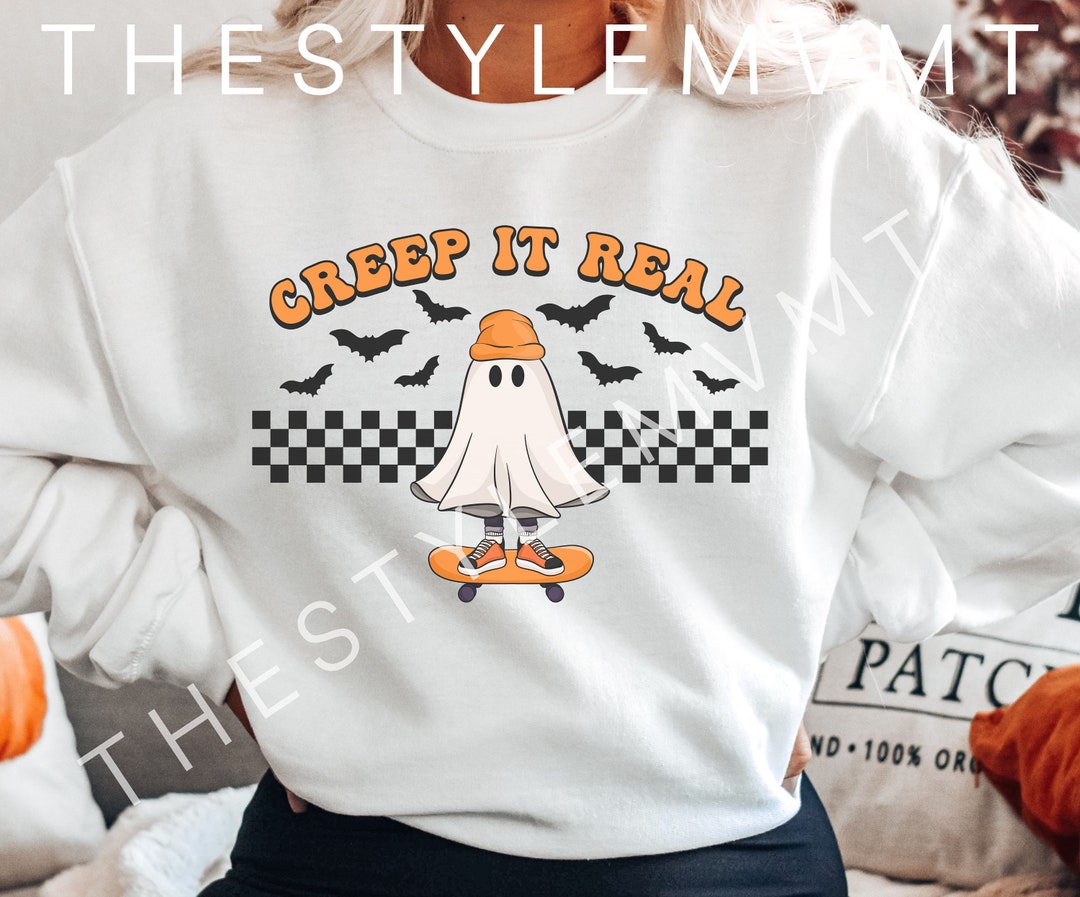 Halloween creeping It Real trends Oversized Gildan 1800 Sweatshirt ...