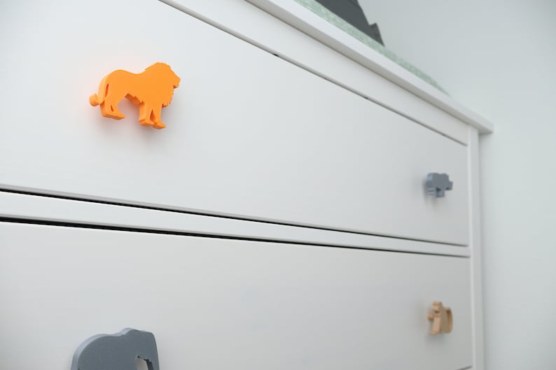 Safari Drawer Knob for Dressers in Nursery or Kids Room | Elephant, Giraffe, Hippo, Lion, Monkey ...