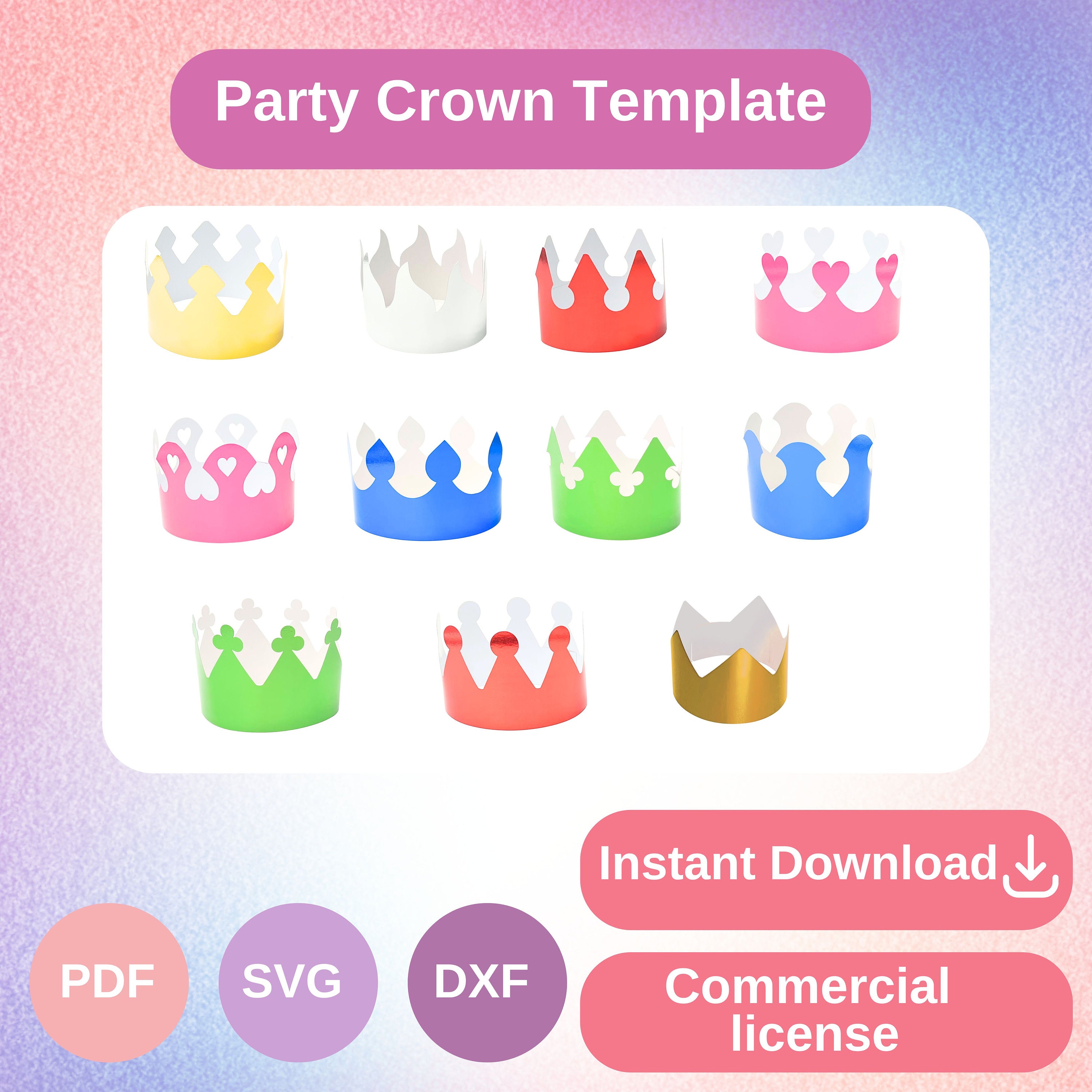Crown Templates, Party & Birthday, SVG DXF PDF (digital Download) - Etsy