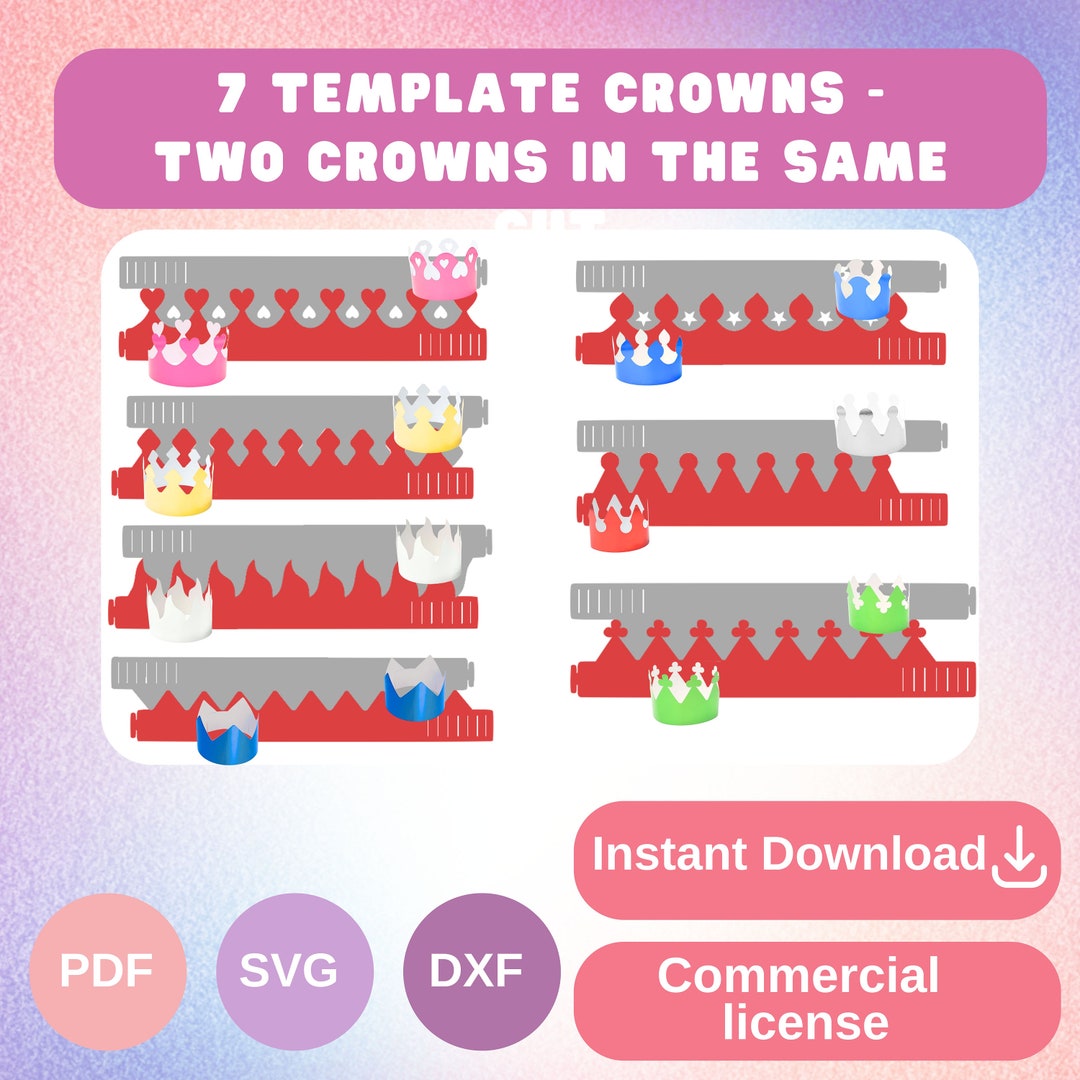 Crown Templates, Party & Birthday, SVG DXF PDF (digital Download) - Etsy