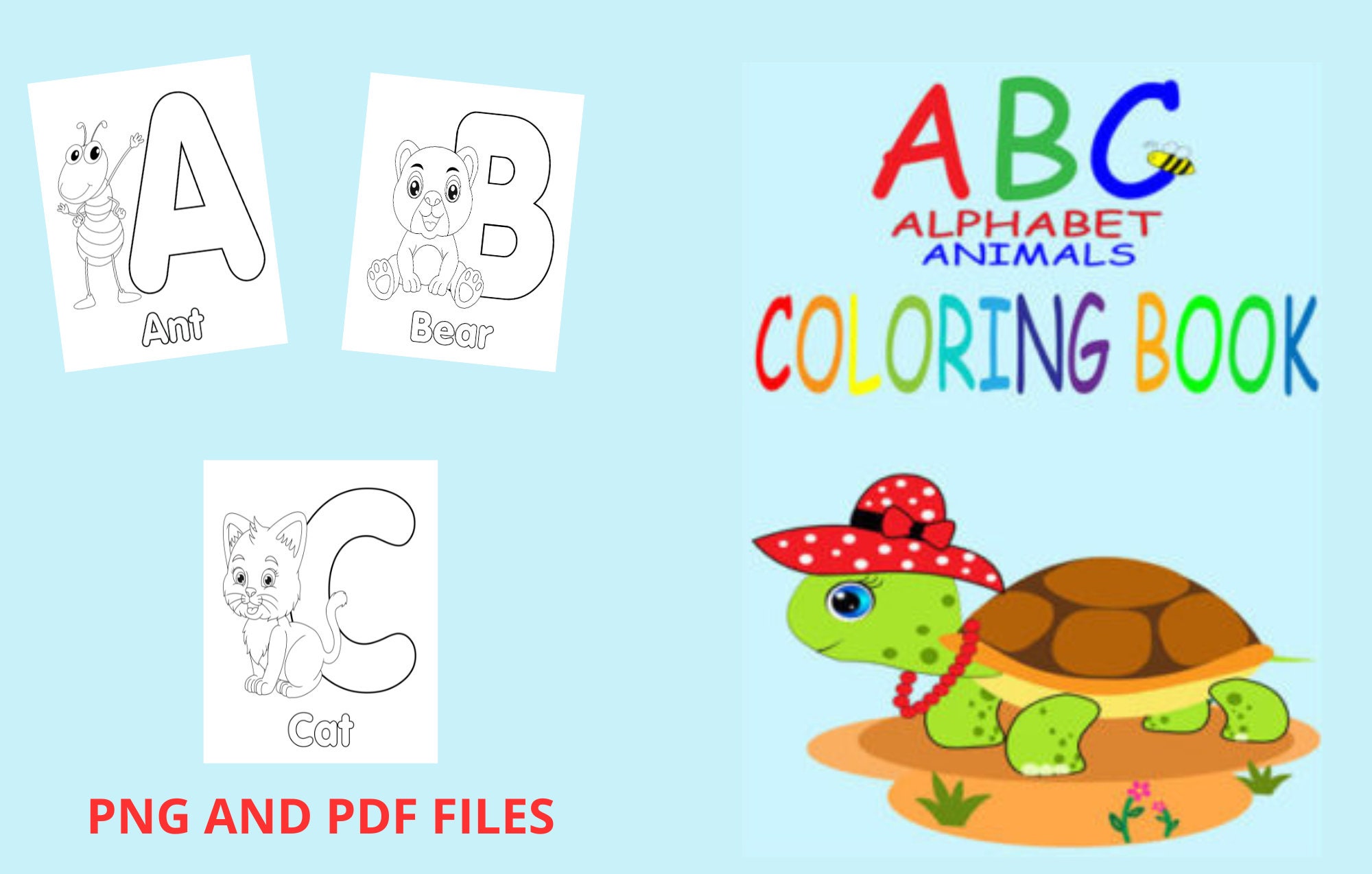 ANIMALS ALPHABET Coloring Pages, for Kids Fun, Kids School, Educational ...