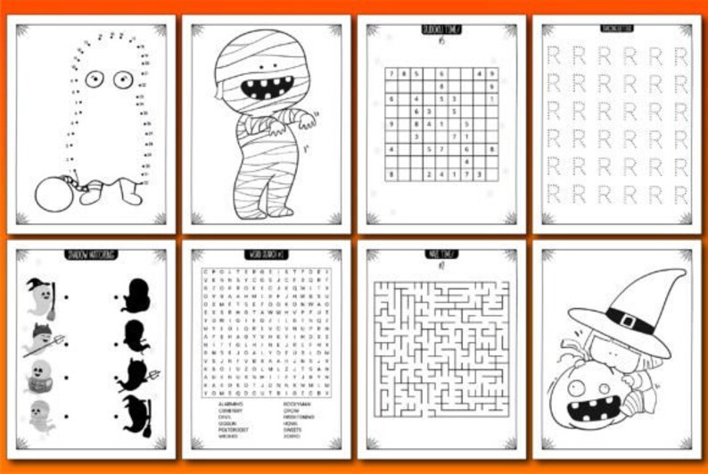 100 HALLOWEEN ACTIVITY for Kids, Activity Pages for Kids, - Etsy