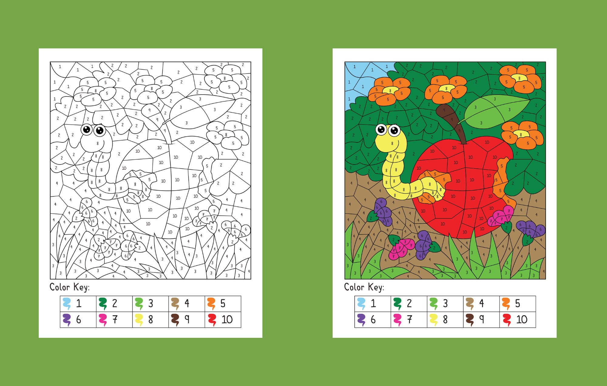 Coloring by Numbers , 28 Coloring by Numbers Pages With Solutions - Etsy