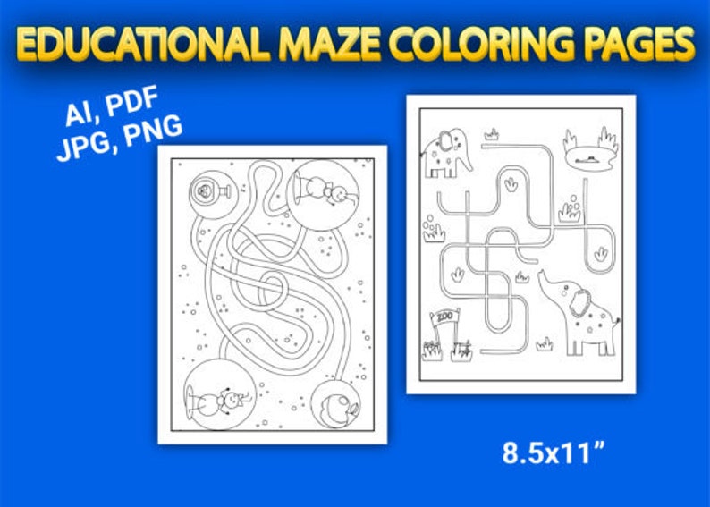 24 Educational Mazes for Kids, 24 Educational and Coloring Pages for ...