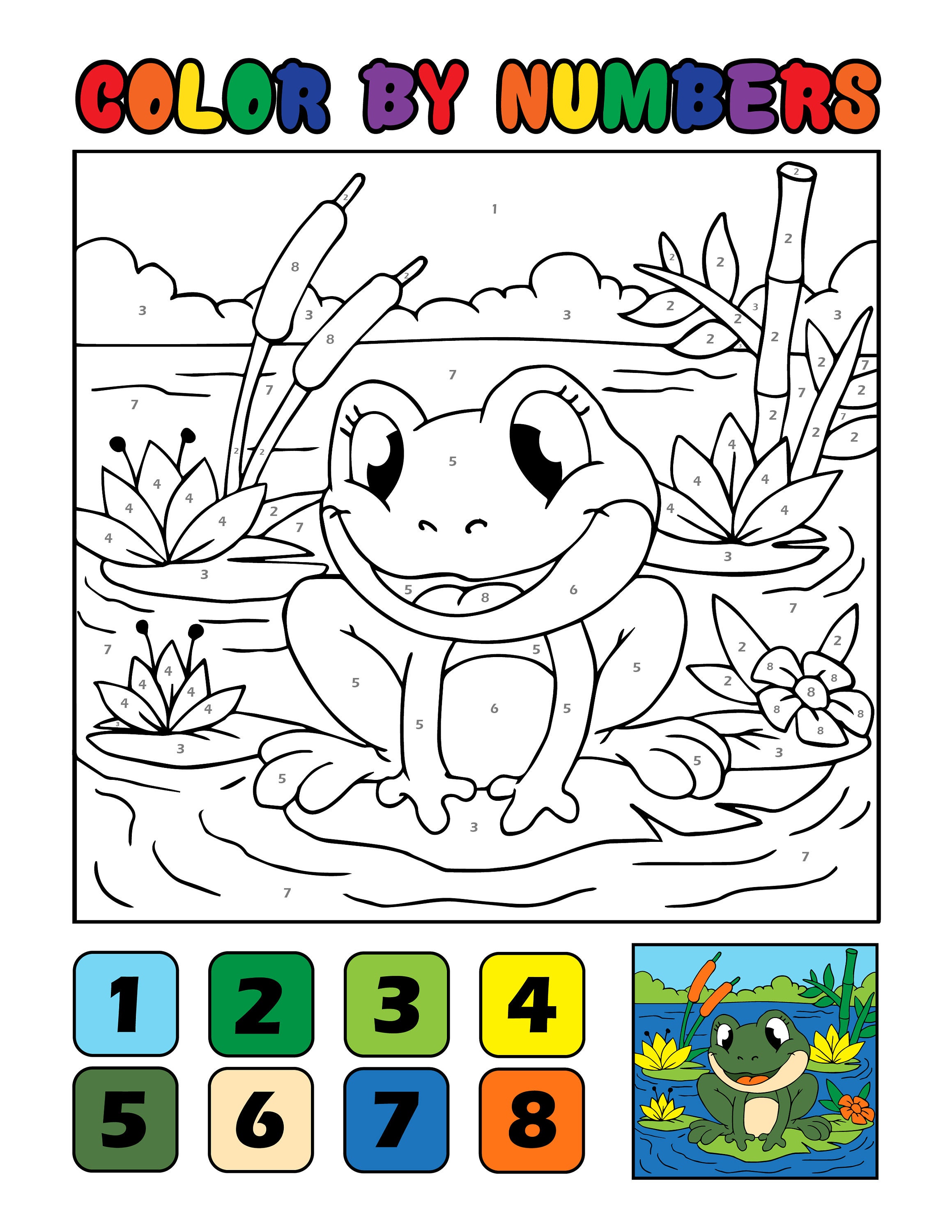 Coloring by Numbers , 28 Coloring by Numbers Pages With Solutions - Etsy