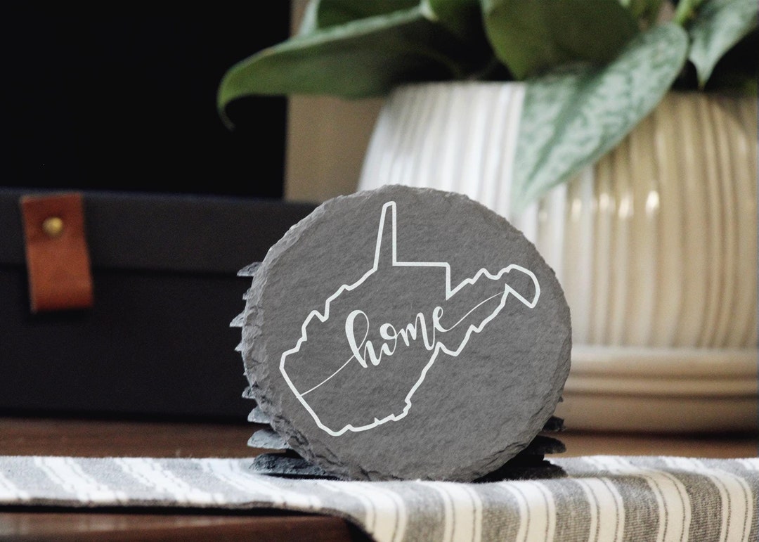 West Virginia Slate Coaster: Laser Engraved Rustic State Gift - Etsy