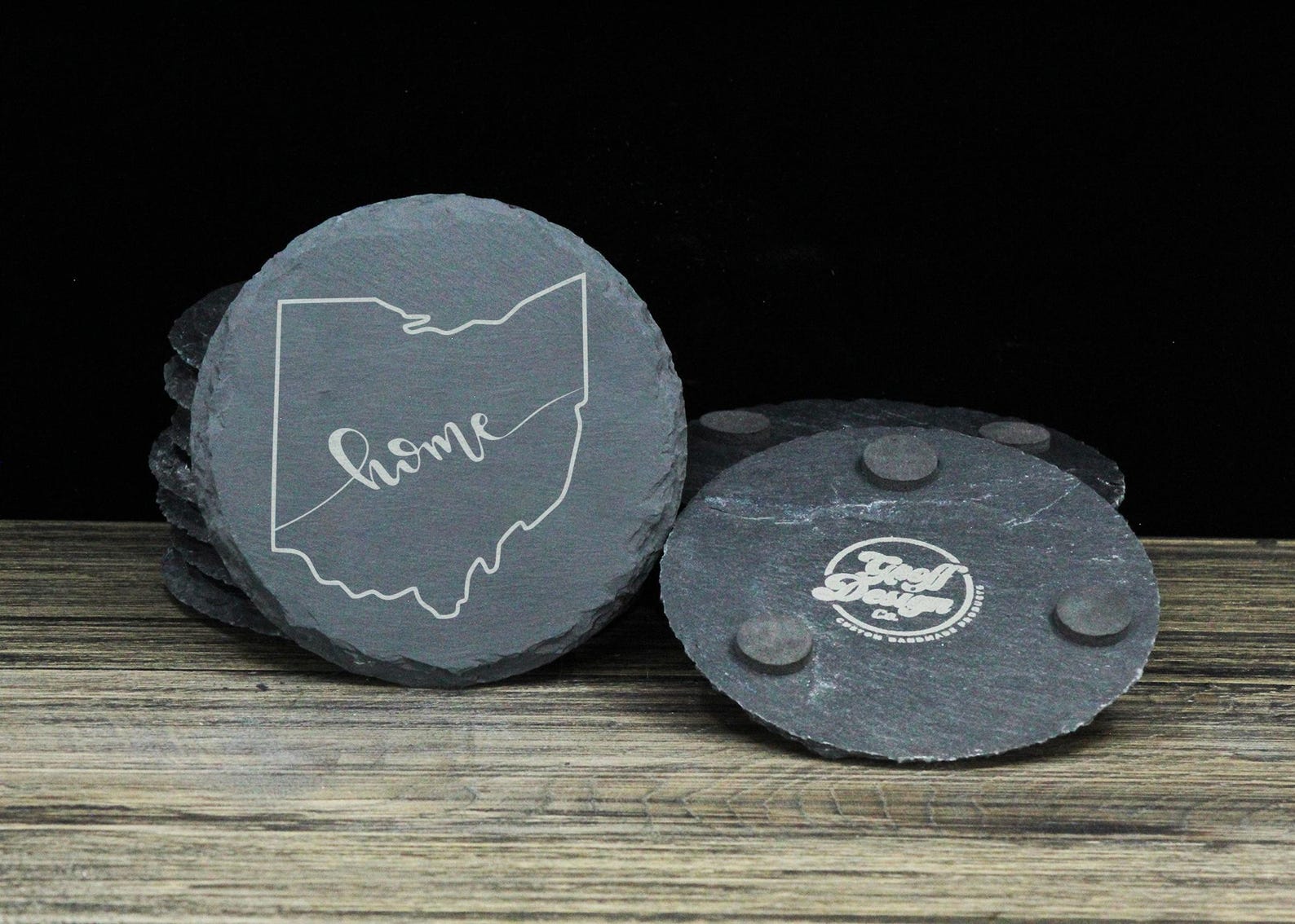 Laser Engraved Ohio Slate Coaster: Rustic Home State Gift - Etsy