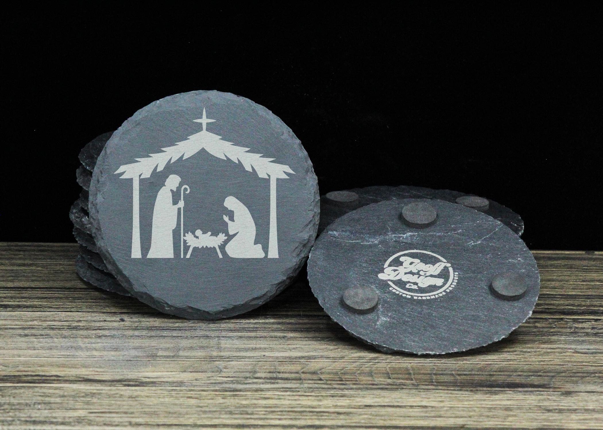 Rustic Nativity Scene Slate Coasters: Laser Engraved Christmas Decor - Etsy