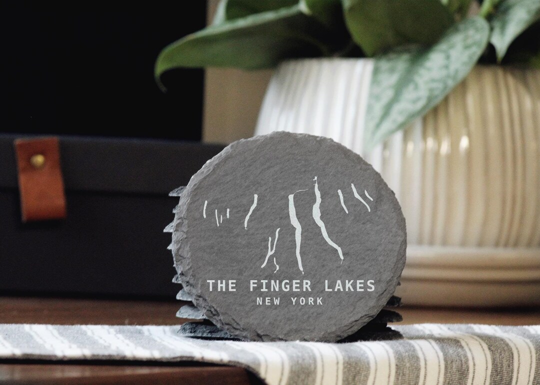 Set of Finger Lakes Engraved Slate Coasters - Etsy