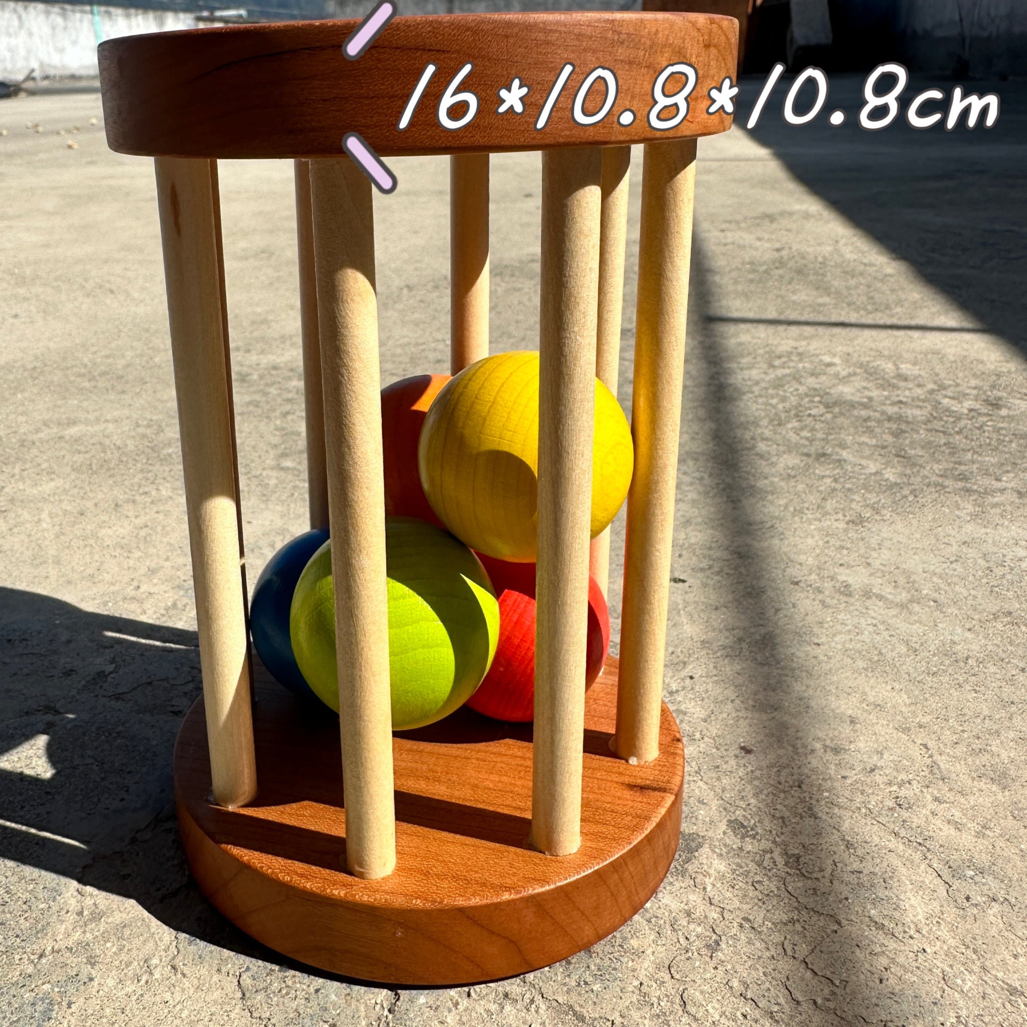 Wooden Rolling Drum, Montessori Ball Cylinder Toy, Wooden Baby Roller ...