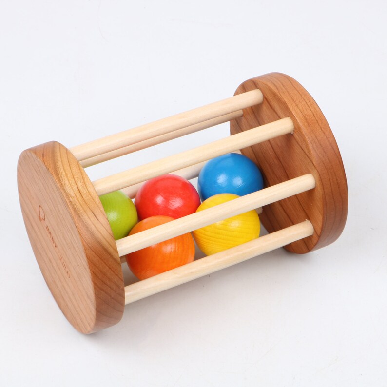 Wooden Rolling Drum, Montessori Ball Cylinder Toy, Wooden Baby Roller ...