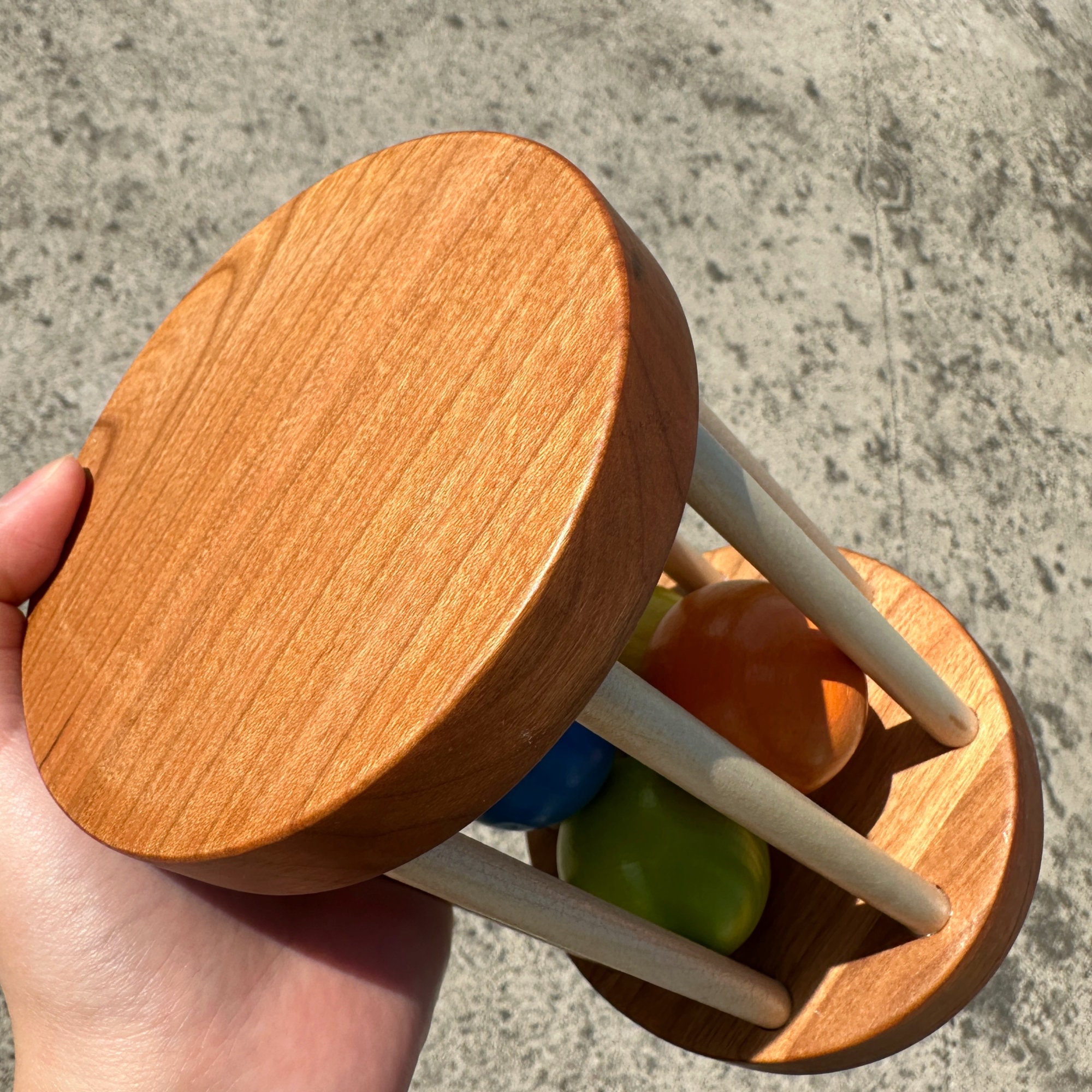 Wooden Rolling Drum, Montessori Ball Cylinder Toy, Wooden Baby Roller ...